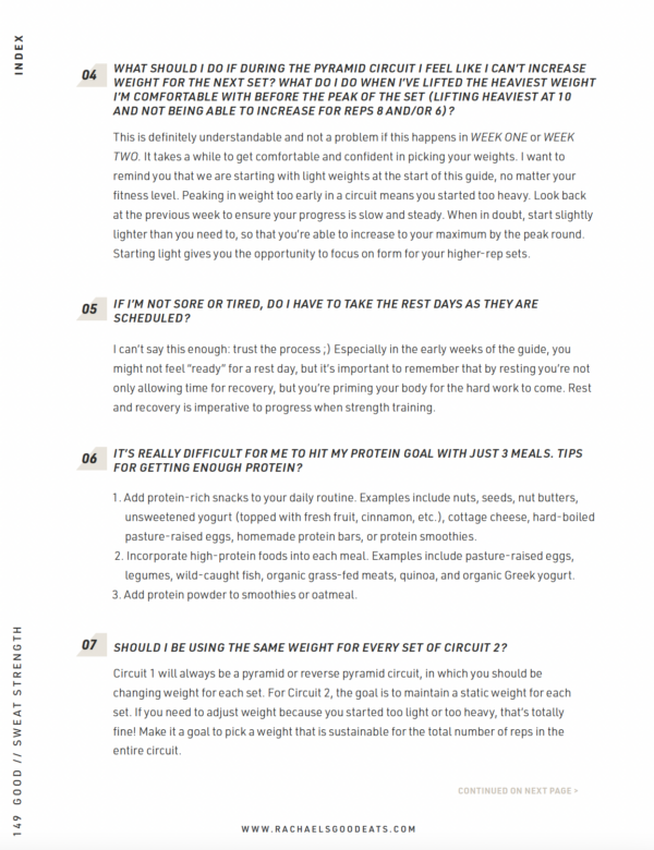 GOOD // SWEAT STRENGTH FAQs - Rachael's Good Eats
