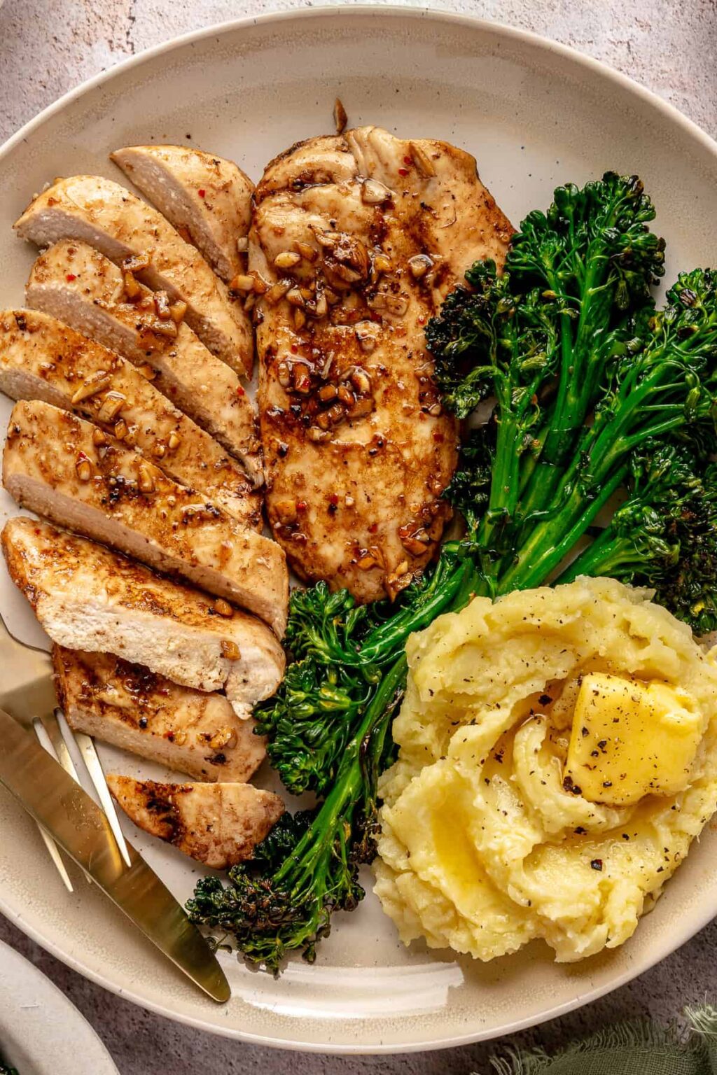 Honey Balsamic Chicken, Creamy Mashed Potatoes and Crispy Broccolini ...