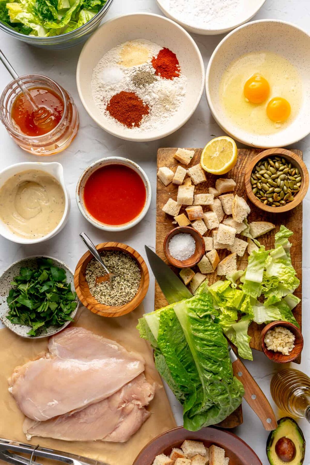 Crispy Hot Honey Chicken Caesar Salad - Rachael's Good Eats