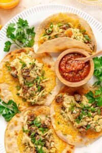 Egg, Sausage & Crispy Cheese Breakfast Tacos - Rachael's Good Eats
