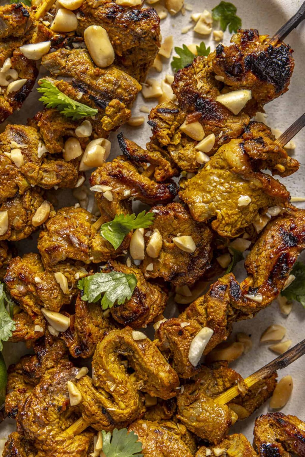 Grilled Steak Satay Skewers with Creamy Peanut Curry Sauce - Rachael's ...