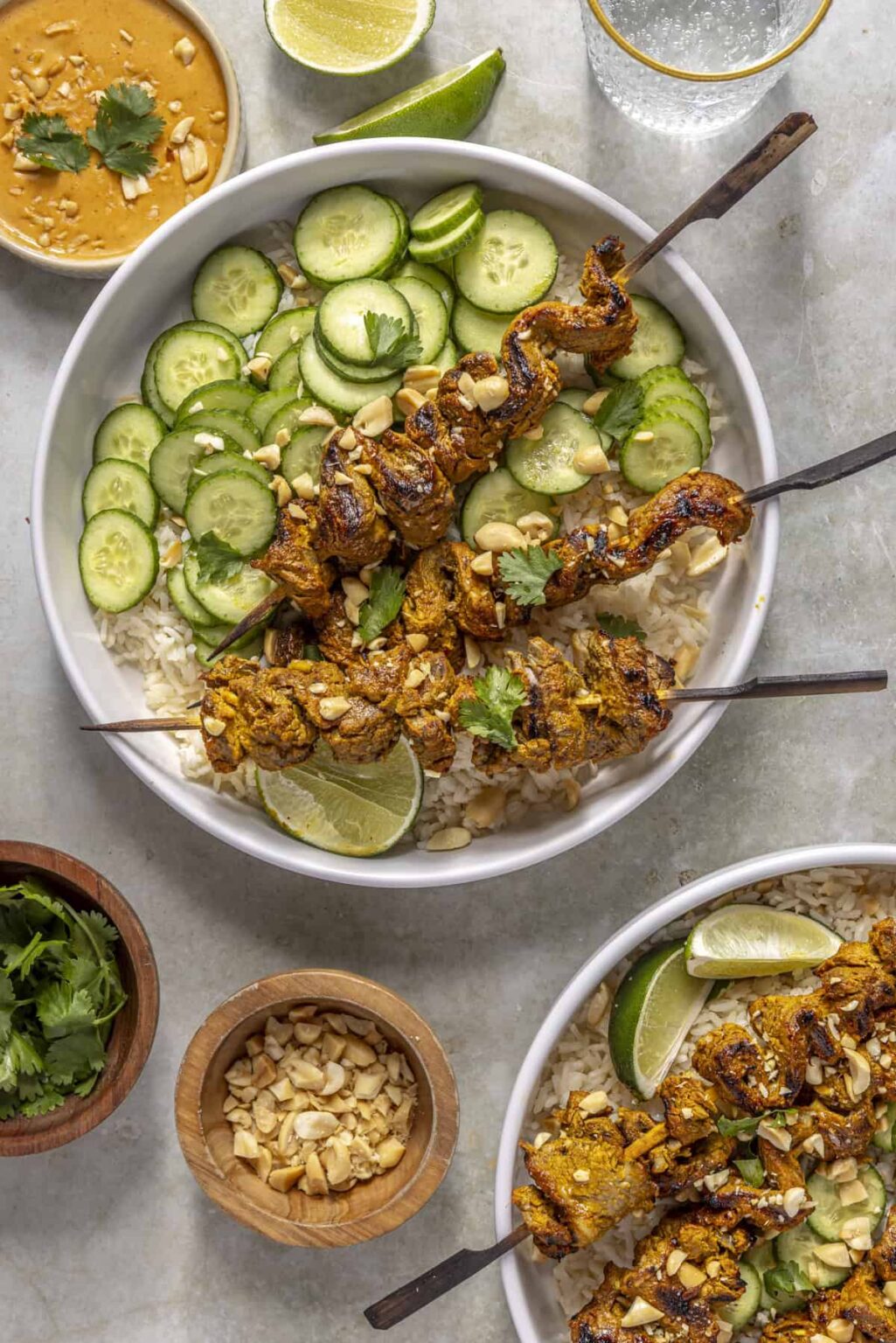 Grilled Steak Satay Skewers with Creamy Peanut Curry Sauce - Rachael's ...
