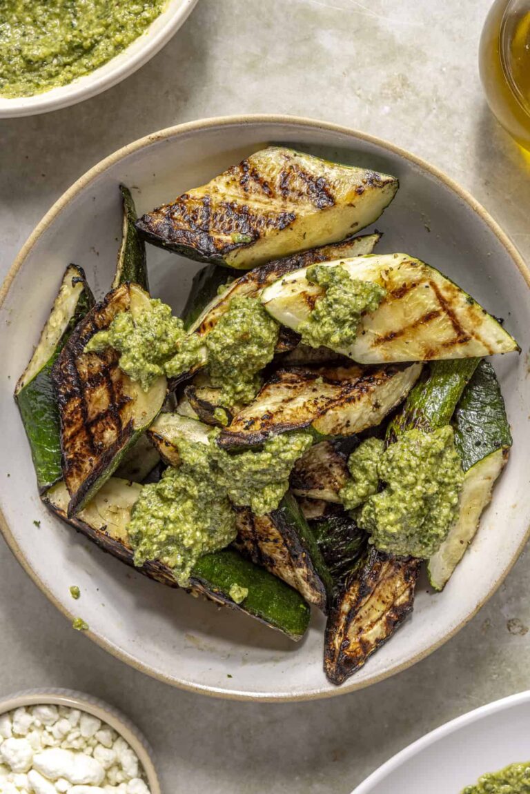 Easy Grilled Pesto Zucchini with Goat Cheese & Pine Nuts - Rachael's ...