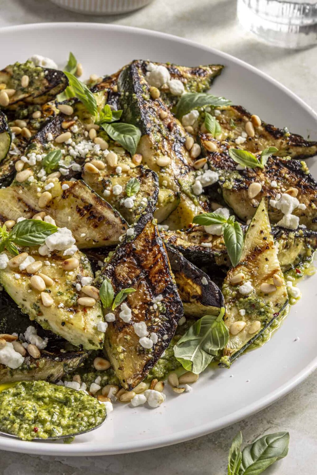 Easy Grilled Pesto Zucchini with Goat Cheese & Pine Nuts - Rachael's ...