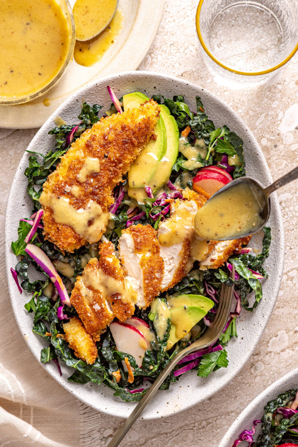 Crispy Honey Mustard Chicken Kale Salad - Rachael's Good Eats